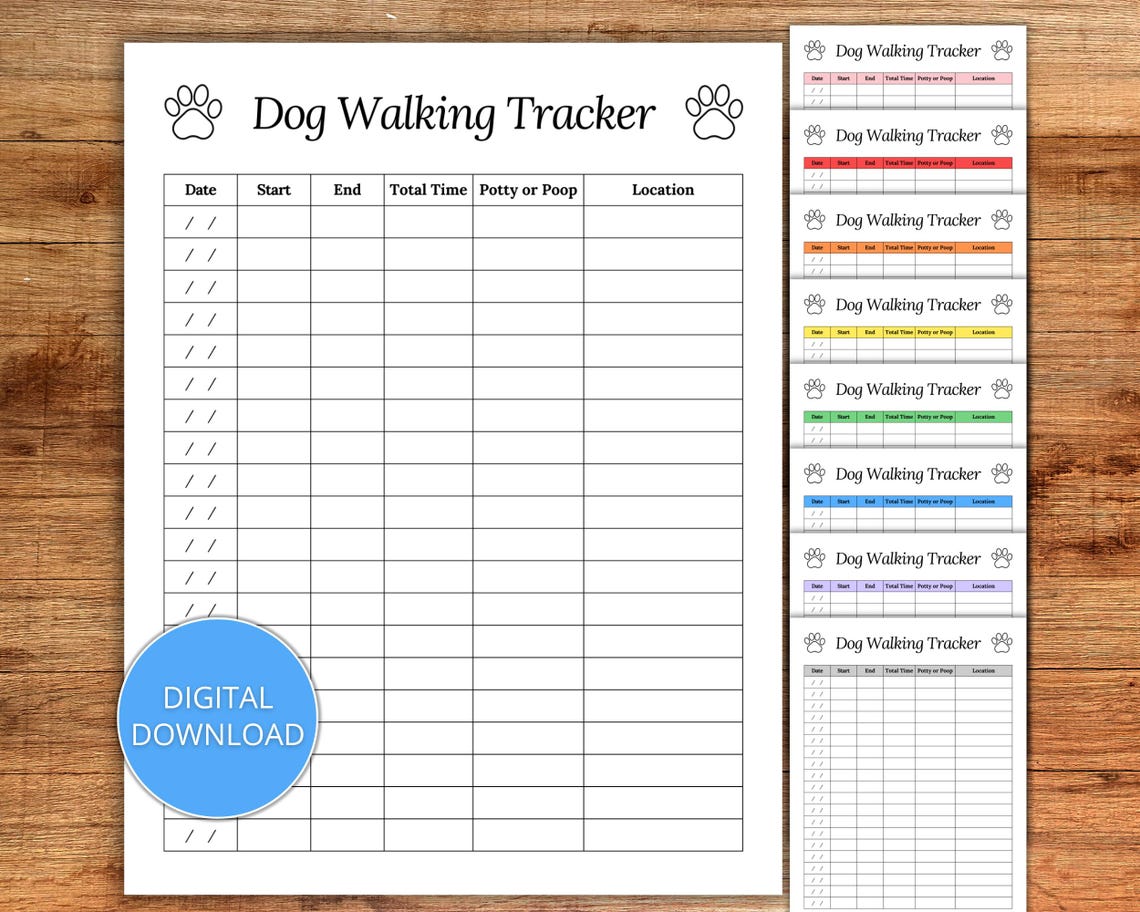 Dog Walking Tracker, Dog Walking Log, Puppy Walk Tracker, New Puppy ...