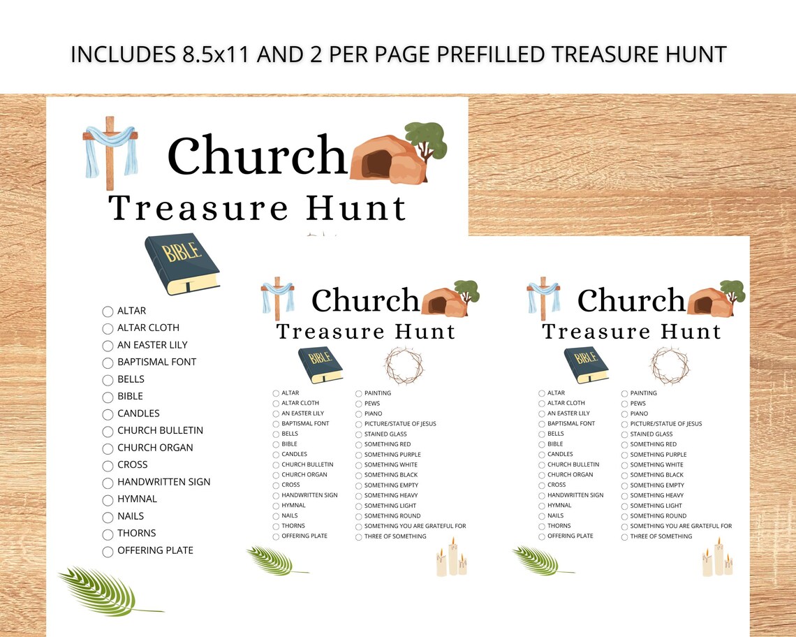 Church Scavenger Hunt for Kids, Church Treasure Hunt, Sunday School ...