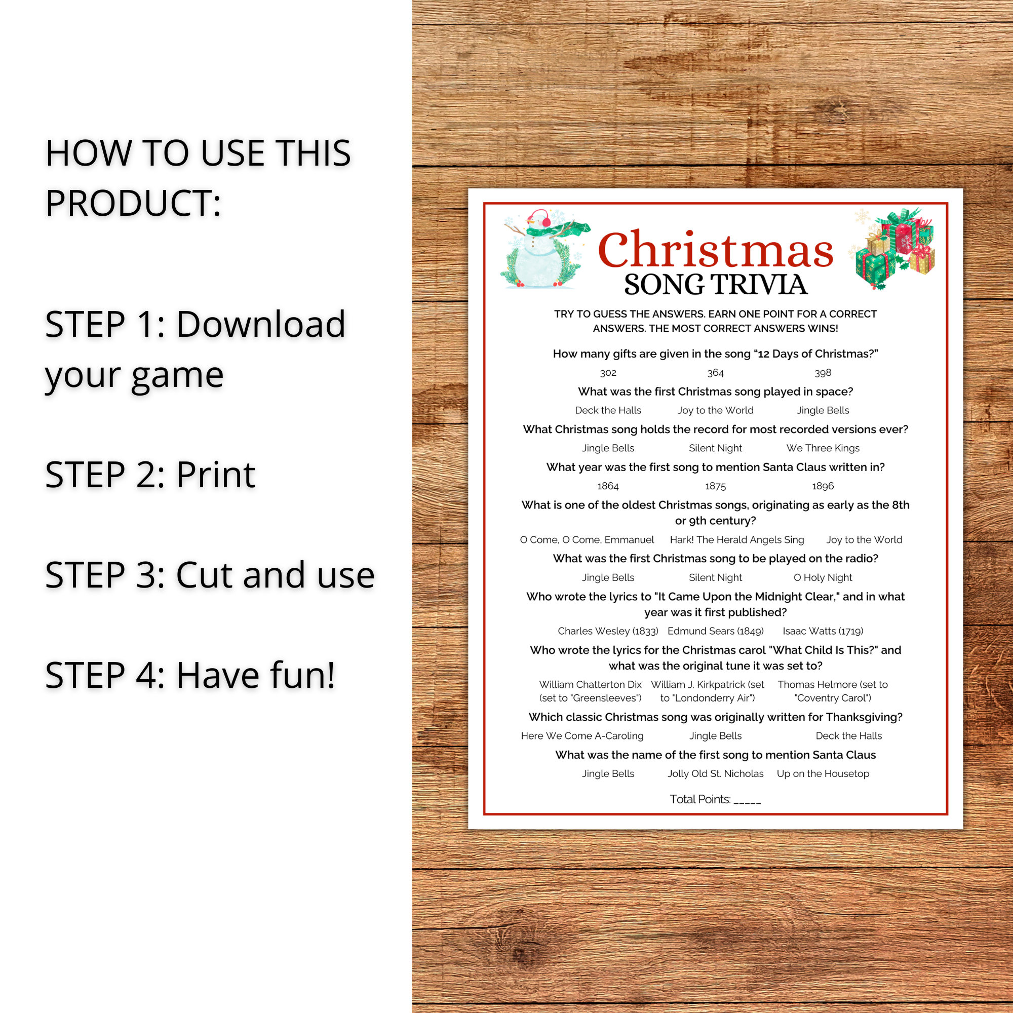 Christmas Song Trivia Game, Christmas Party Game, Christmas Printable ...
