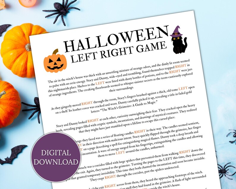 Halloween Left Right Game, Halloween Party Game, Halloween Group Game ...
