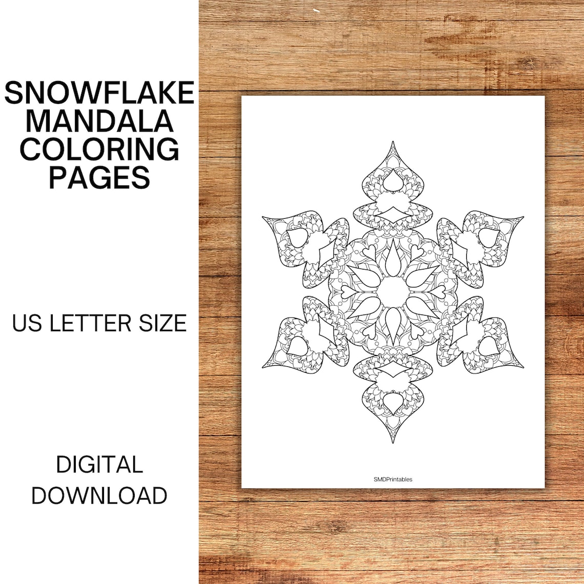 Snowflake Mandala Coloring Pages, Adult Coloring Pages, Mandala ...