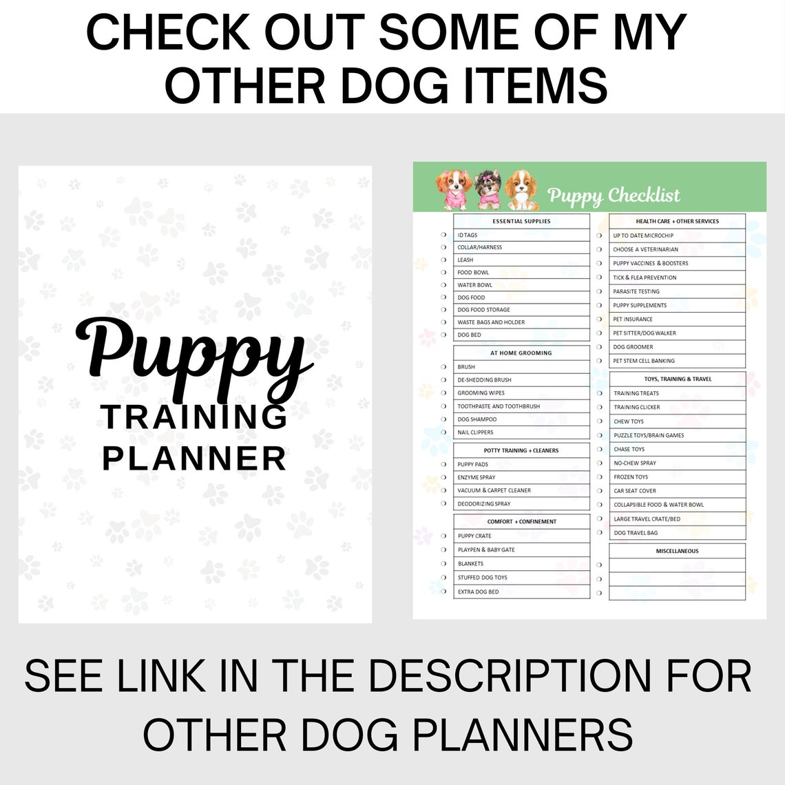 Dog Chore Chart, Dog Care Tracker, Puppy Care Checklist - Etsy