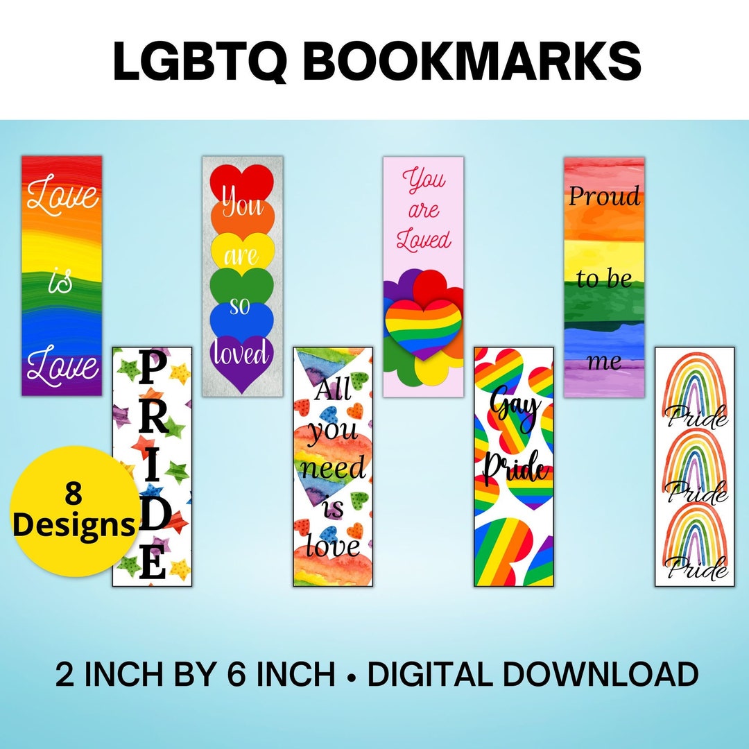 Set of 8 Pride Bookmarks, LGBQ+ Bookmarks, Digital Bookmarks to ...