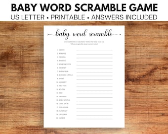 Baby Shower Word Scramble With Answer Key, Baby Shower Game, Baby ...