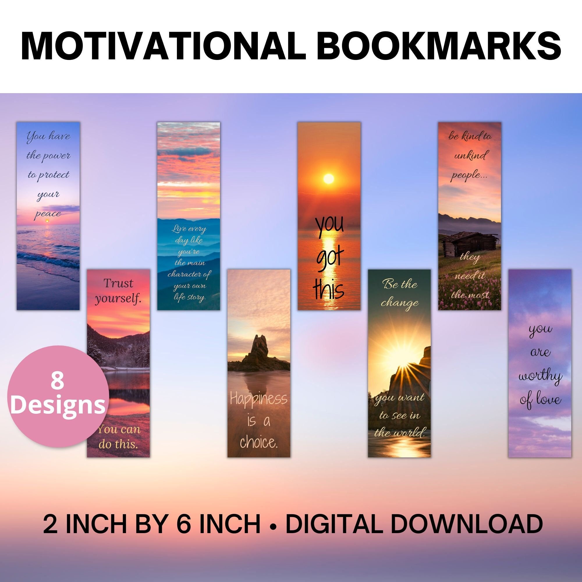 Printable Motivational Bookmarks, Set of 8 Bookmarks With Motivational ...