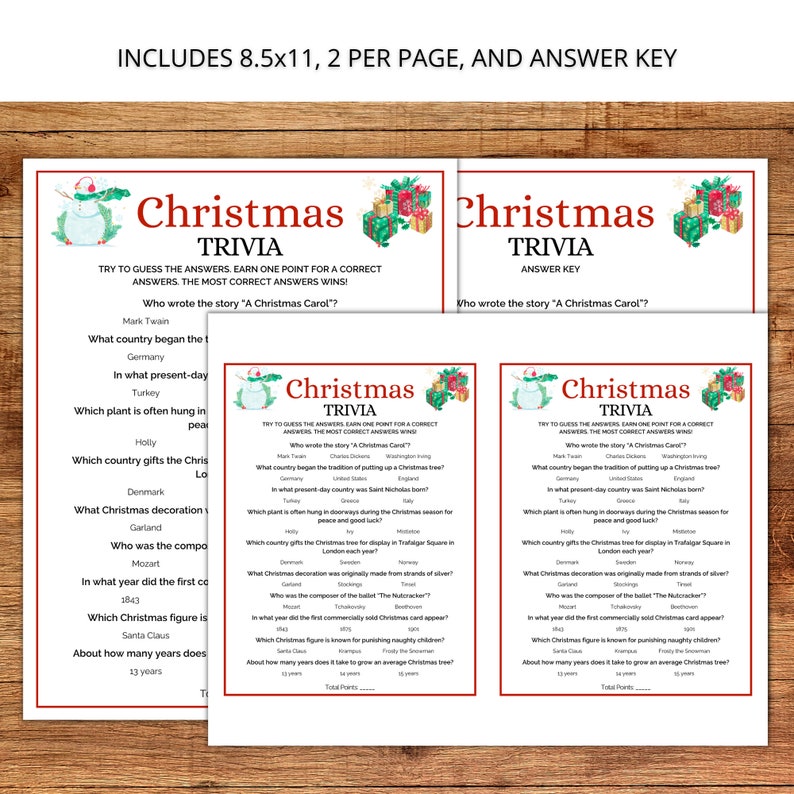 Christmas Trivia Game, Christmas Party Game, Christmas Printable Game ...