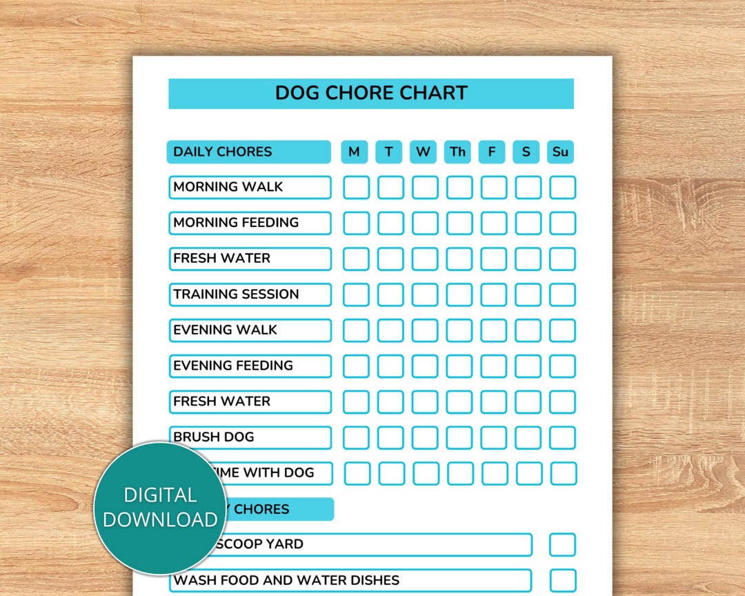Dog Chore Chart, Dog Care Tracker, Puppy Care Checklist, New Puppy ...