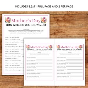 How Well Do You Know Mom, Who Knows Mom the Best, Mother's Day Game ...