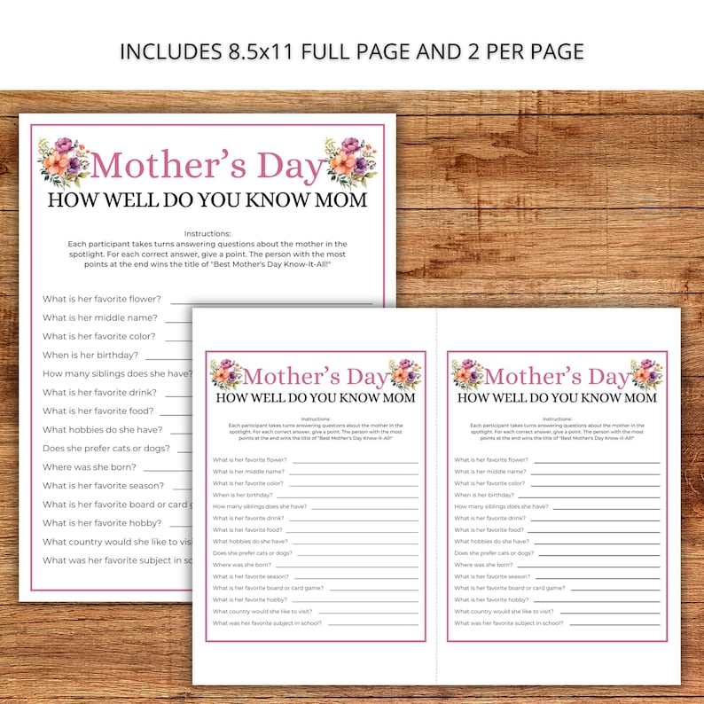 How Well Do You Know Mom, Who Knows Mom the Best, Mother's Day Game ...