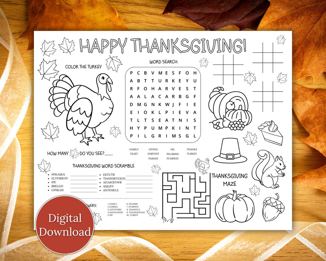 Thanksgiving Activity Page, Printable Thanksgiving Coloring Page ...