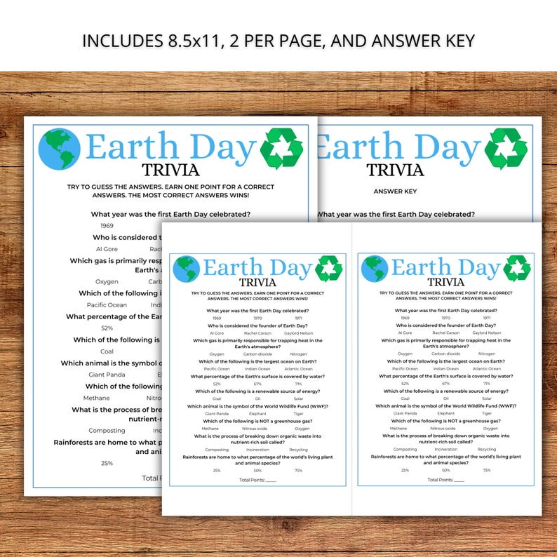 Earth Day Trivia Game, Earth Day Game, Earth Day Group Game, Instant ...
