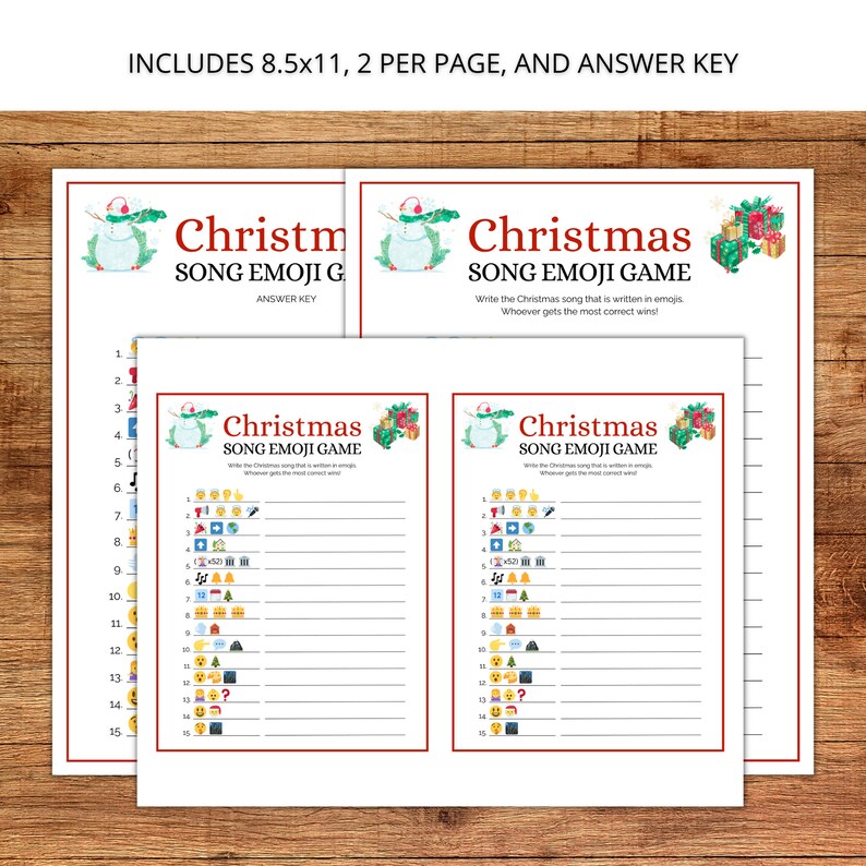 Christmas Song Emoji Game, Christmas Party Game, Christmas Printable ...