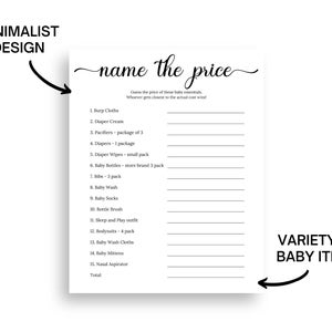 Name the Price Baby Shower Game Printable - Etsy