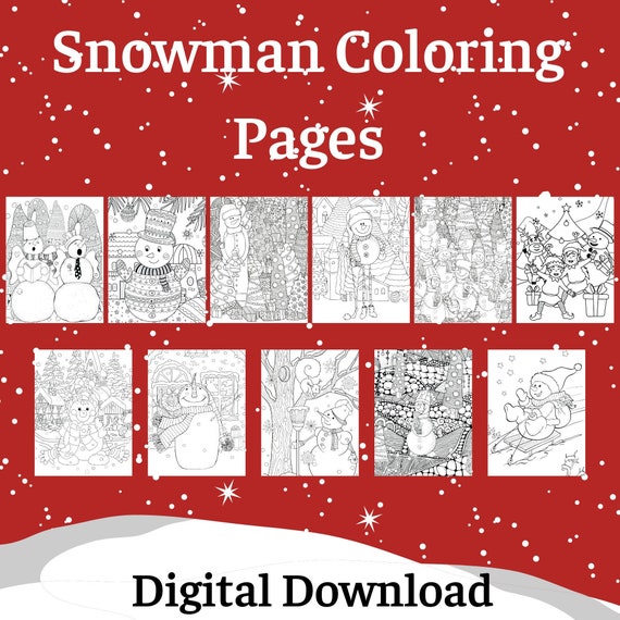 Snowman Coloring Pages Christmas Coloring Pages Printable - Etsy