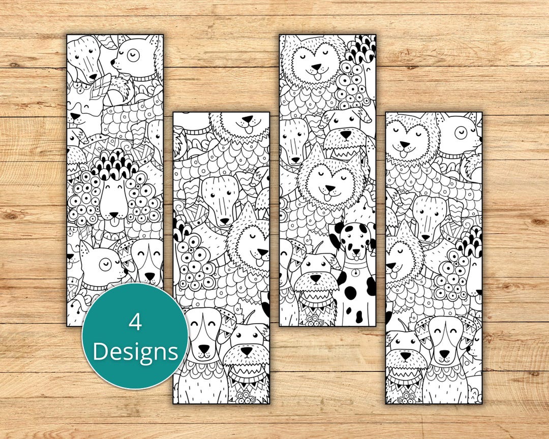 Dog Coloring Bookmarks, Dog Bookmarks, Kids Bookmarks, Coloring ...