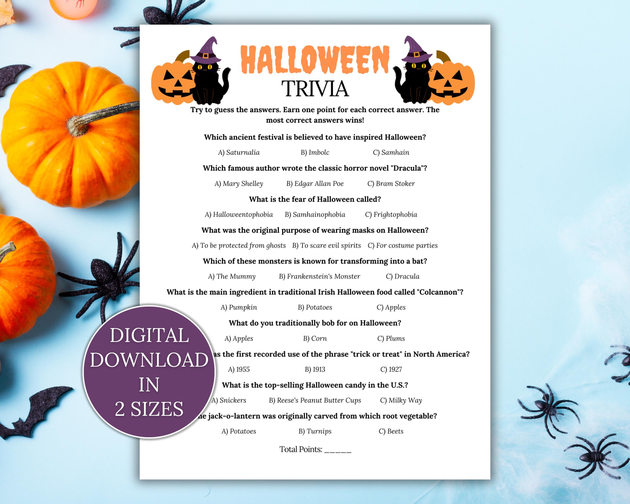 Halloween Trivia Game, Halloween Party Game, Halloween Group Game ...
