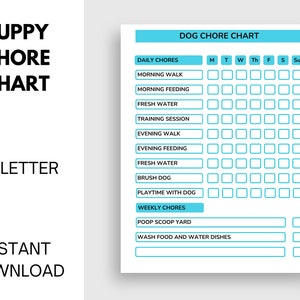 Dog Chore Chart Dog Care Tracker Puppy Care Checklist - Etsy