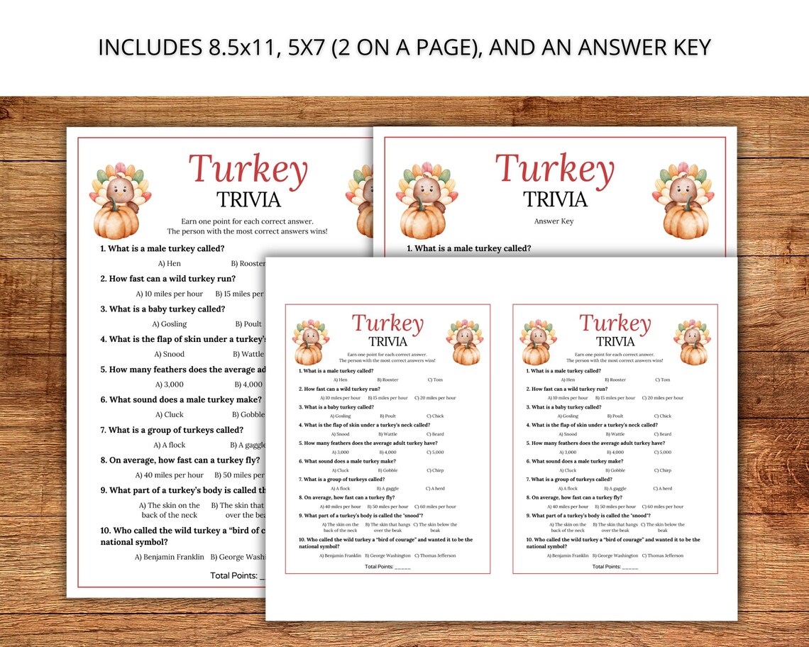 Turkey Trivia Game, Thanksgiving Games for Family, Fun Thanksgiving ...