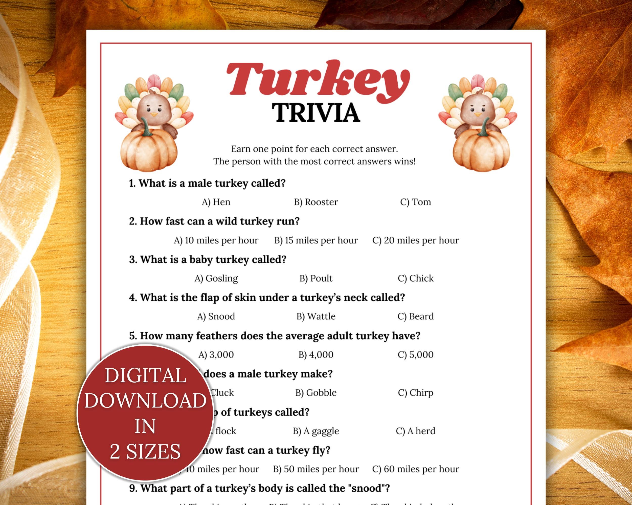 Turkey Trivia Game, Thanksgiving Games for Family, Fun Thanksgiving ...
