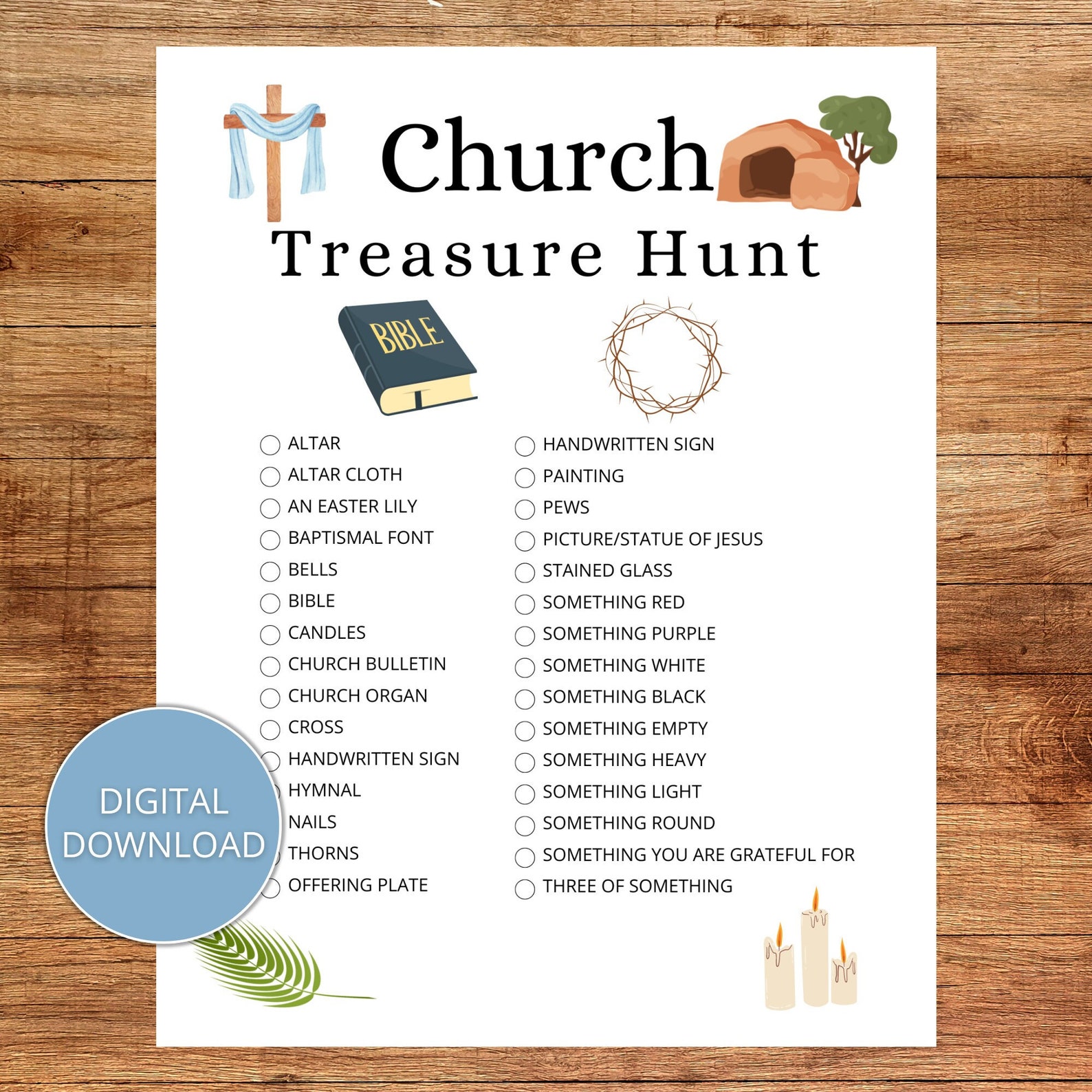 Church Scavenger Hunt for Kids, Church Treasure Hunt, Sunday School ...