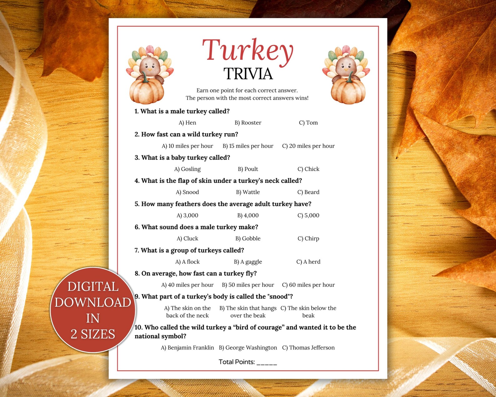 Turkey Trivia Game, Thanksgiving Games for Family, Fun Thanksgiving ...