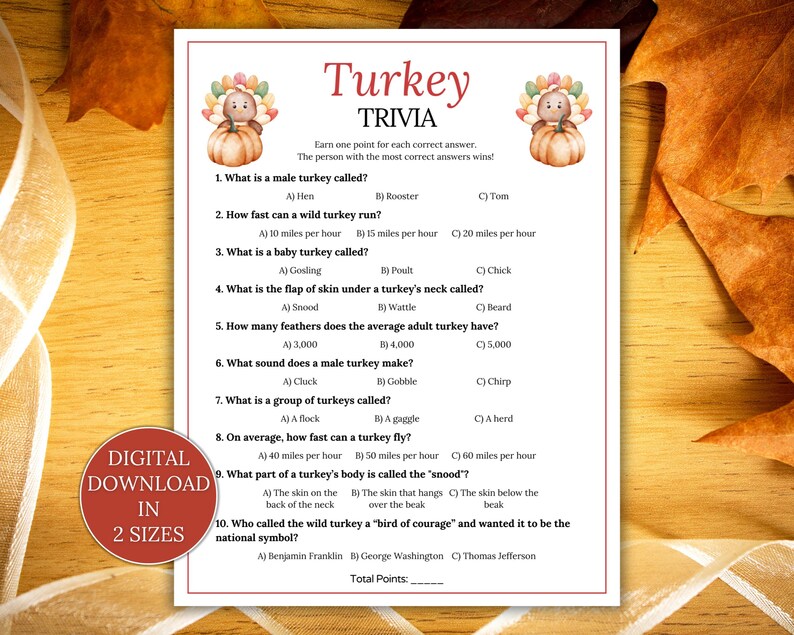 Turkey Trivia Game, Thanksgiving Games for Family, Fun Thanksgiving ...