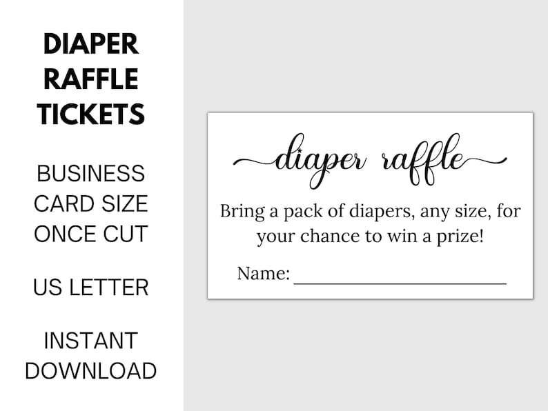 Diaper Raffle Sign and Tickets, Diaper Raffle Kit, Printable Baby ...