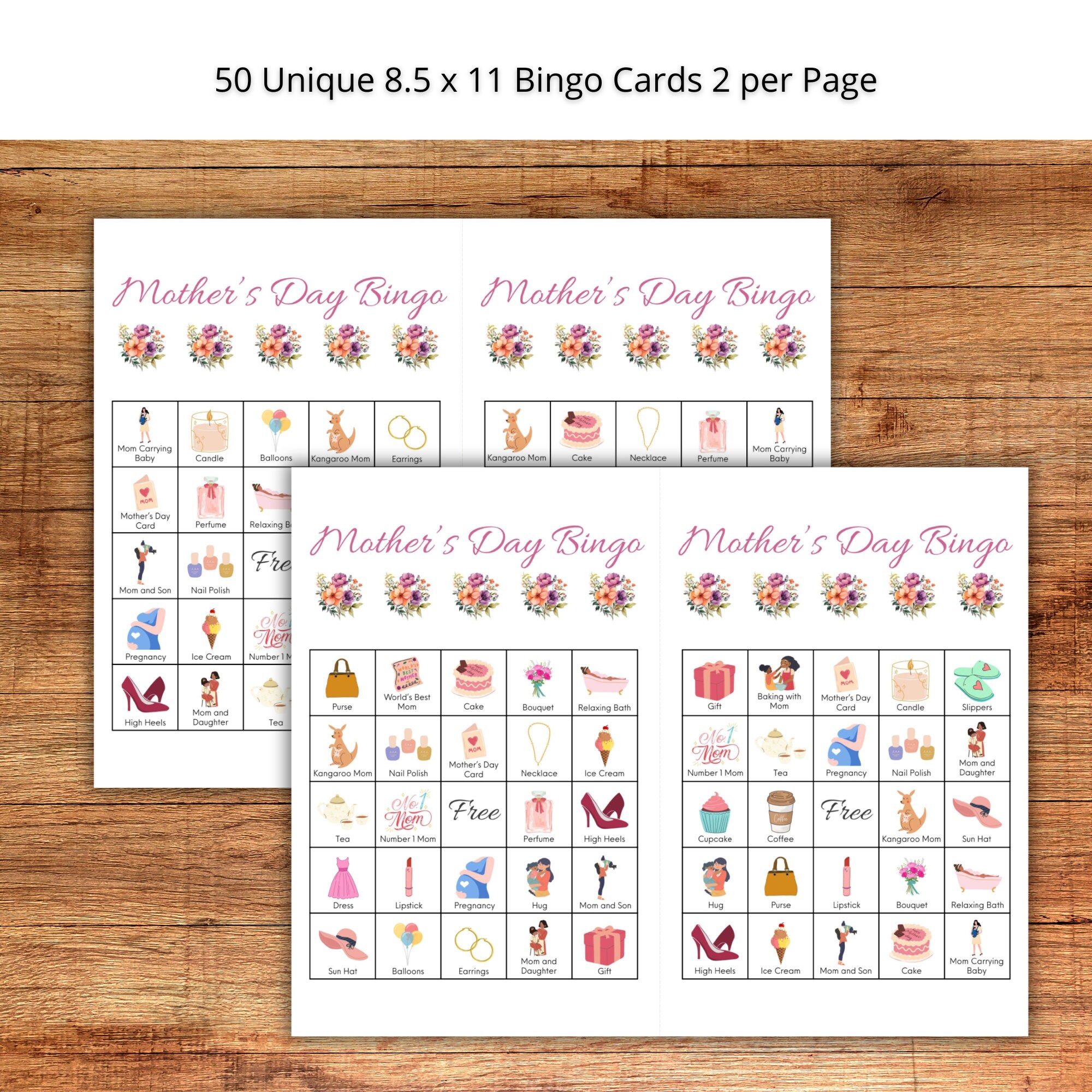 Mother's Day Bingo, Printable Mother's Day Bingo Game, 50 Mother's Day ...