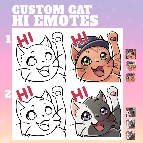 Personalized Cats Hi Emotes / Twitch / Youtube / Discord - Etsy UK