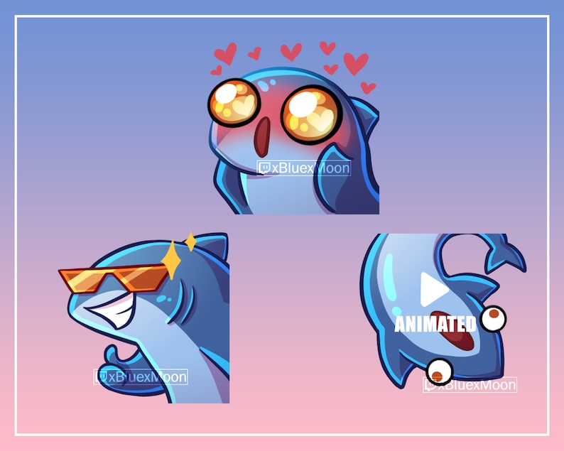 11 Cute Shark Emotes One Animated / Shark Emotes / Twitch / Discord ...