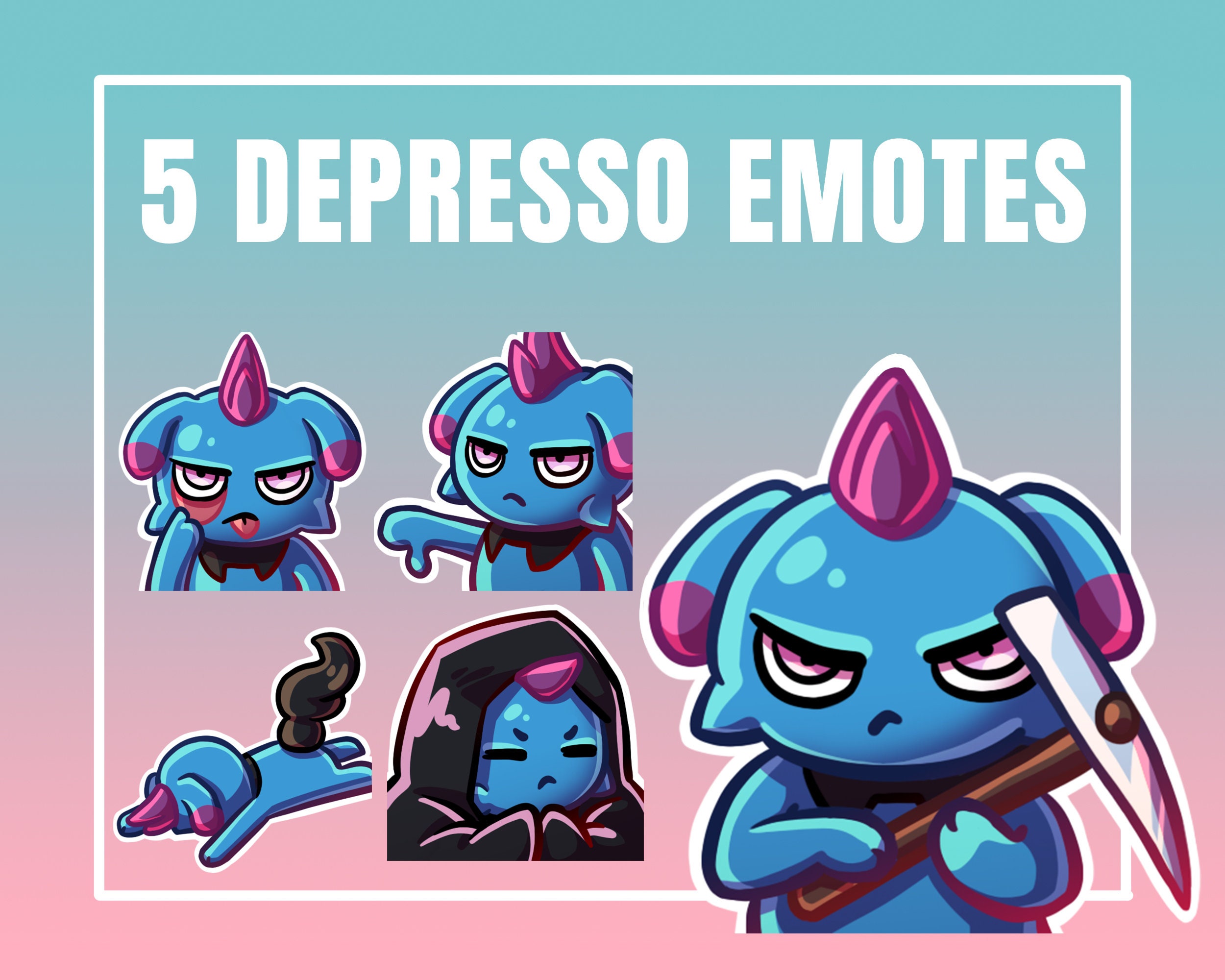 5 Depresso Emotes / Twitch / Discord / Youtube - Etsy