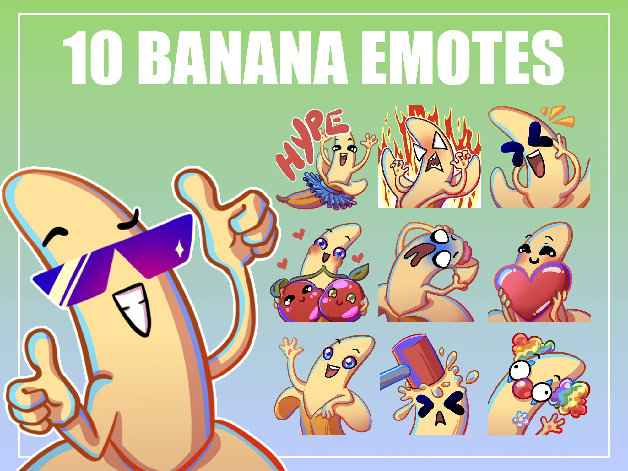 10 Funny Banana Emotes / Banana Emotes / Twitch / Discord / Funny - Etsy