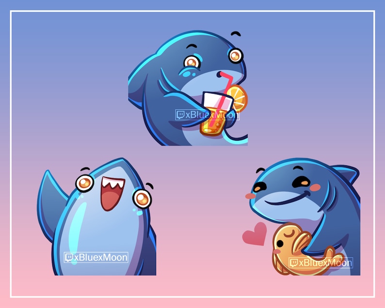 11 Cute Shark Emotes One Animated / Shark Emotes / Twitch / Discord ...