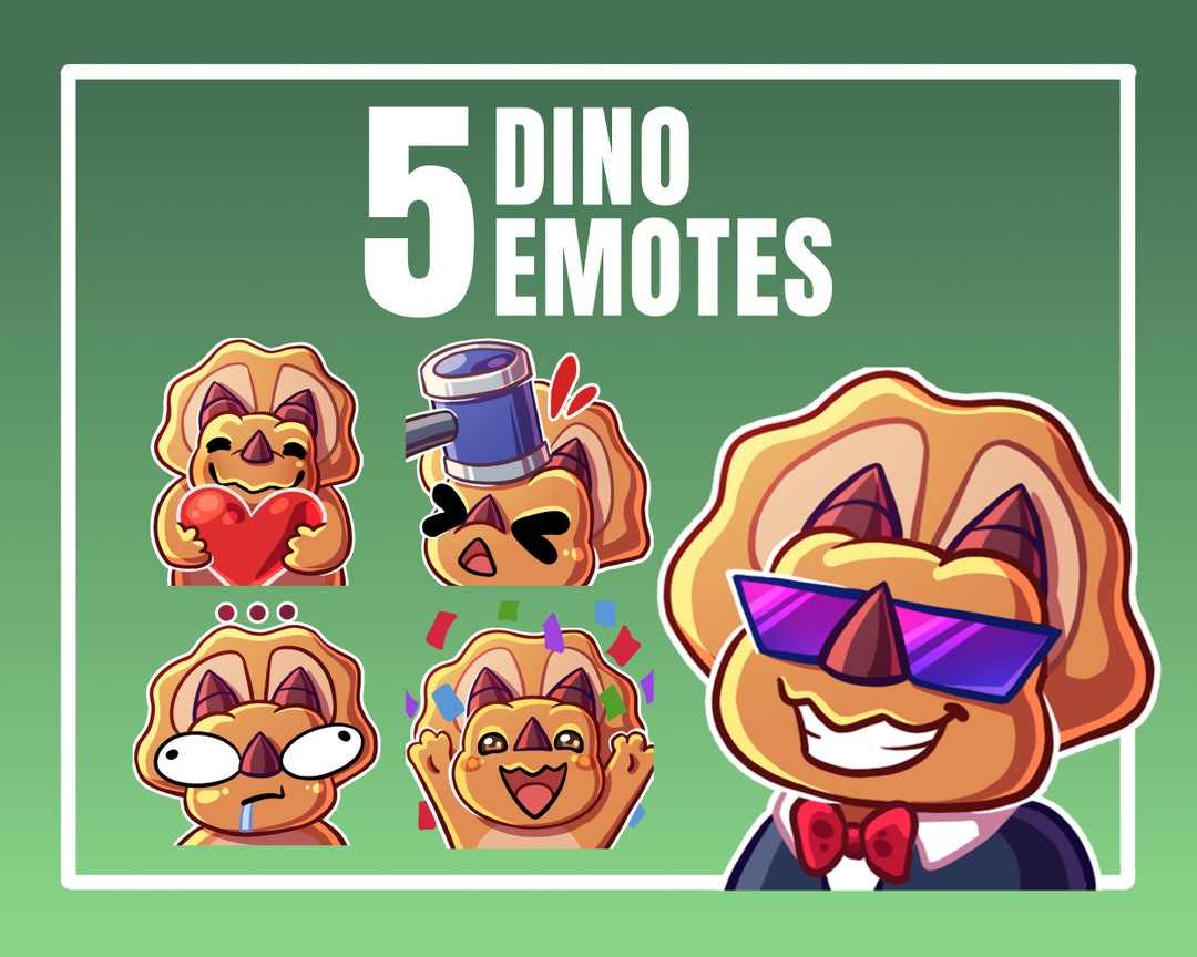 5 Cute Dinosaur Emotes for Twitch / Discord / Triceratops / Orange ...