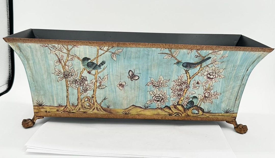 15 Hand-painted Tole Bin & Orchid Planter, Light Blue - Etsy