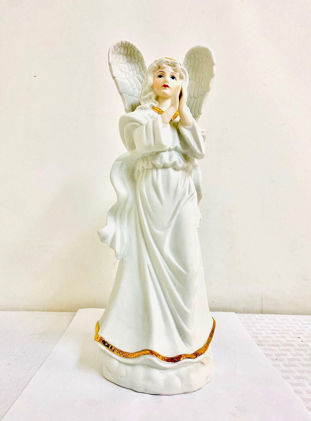 12"h White Plaster Statue of Angel - Etsy