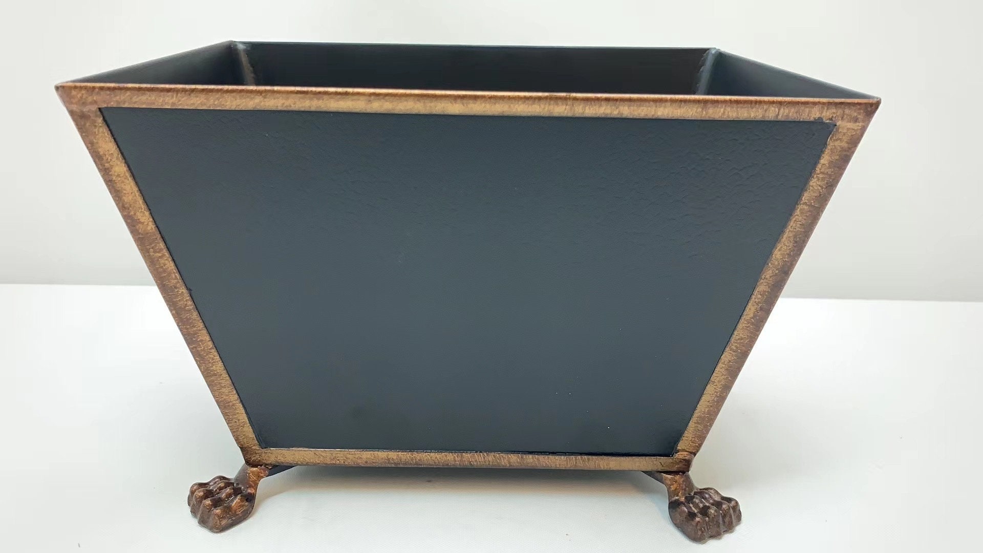 6"h Hand-painted Tole Container, Black Pattern - Etsy