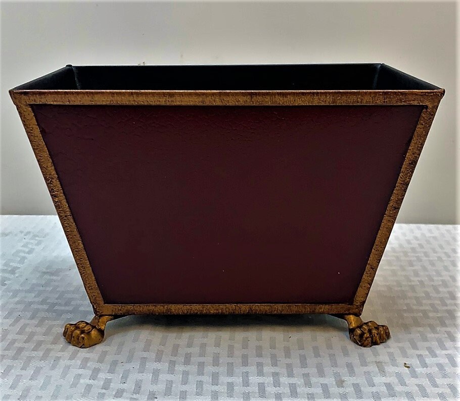 6h Hand-painted Burgundy Color Tole Container - Etsy