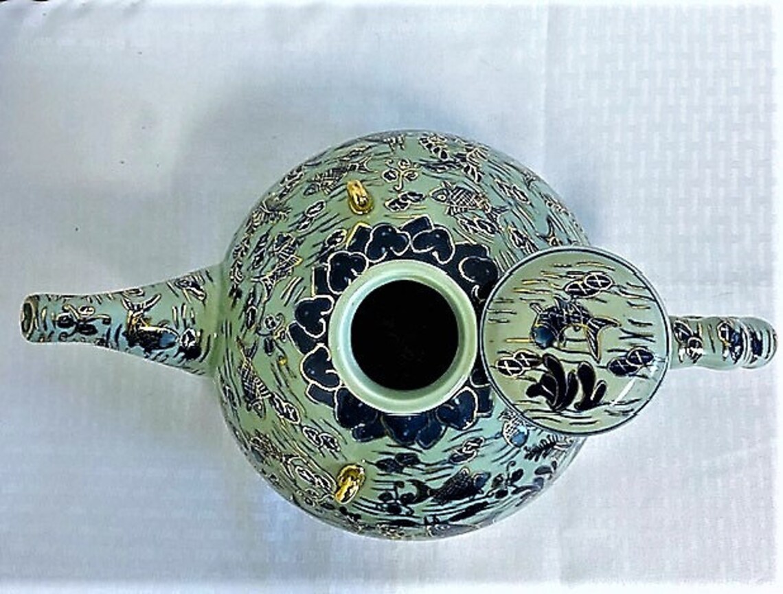 7"h Traditional Yamato Hand-painted Blue and White Porcelain Teapot - Etsy
