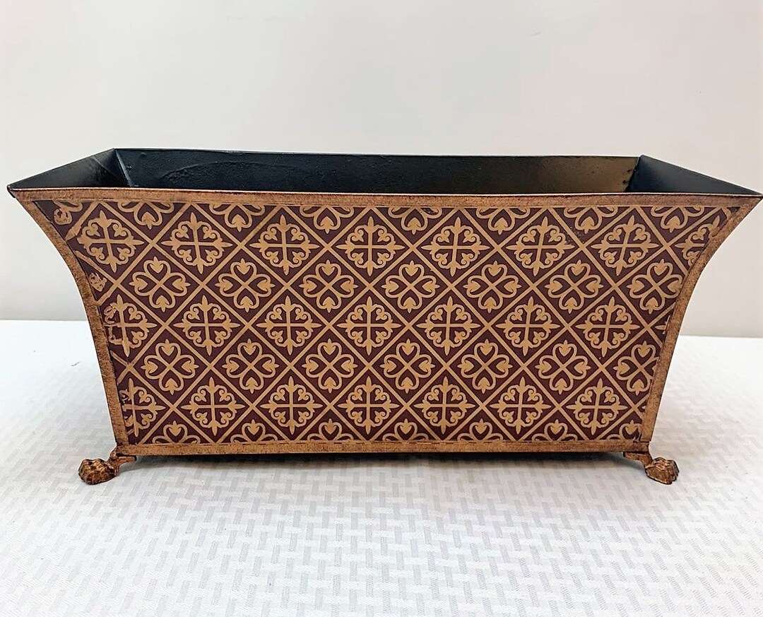 16" Hand-painted Large Royal Red Tole Bin & Orchid Planter - Etsy