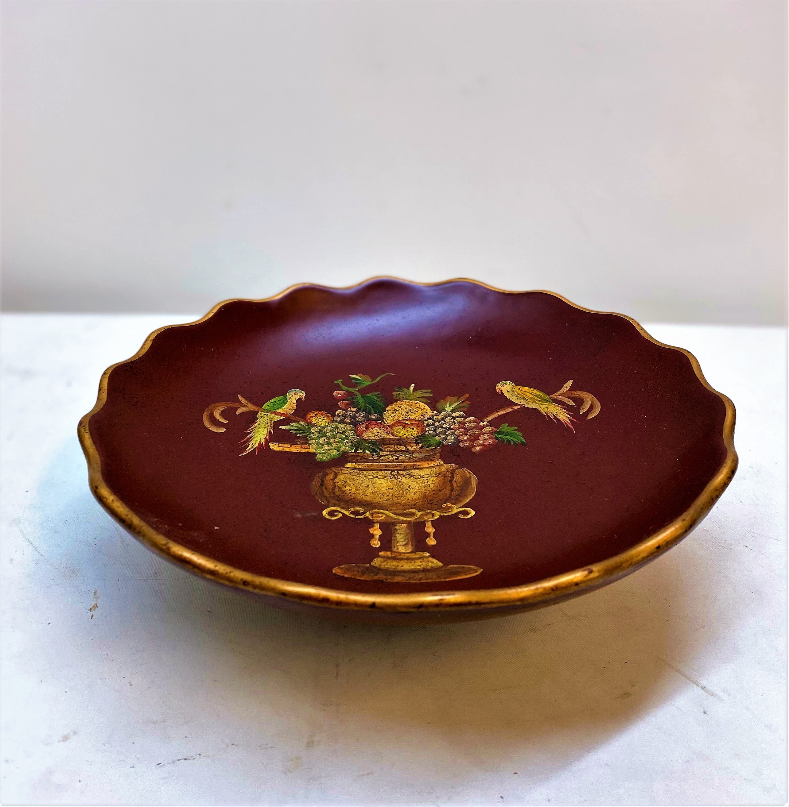 10d Hand-painted Dark Red Ceramic Plate for Decoration - Etsy