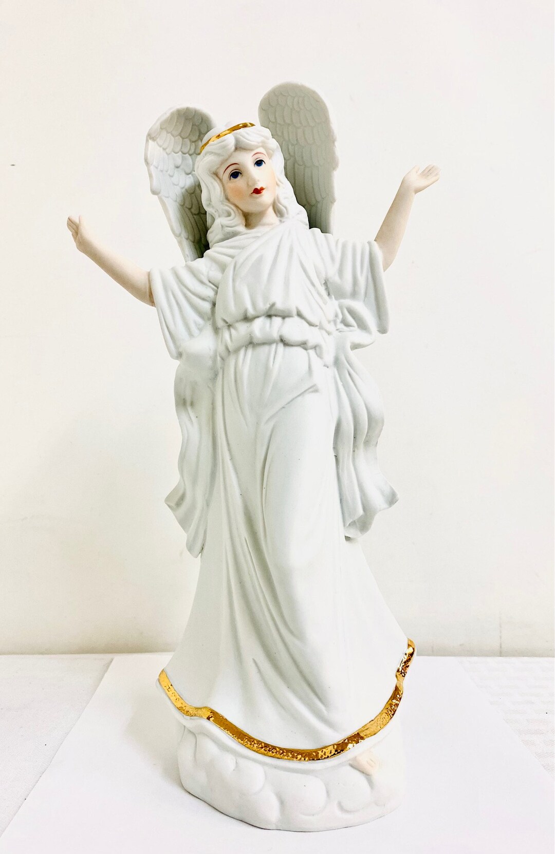 12"h White Plaster Statue of Angel - Etsy