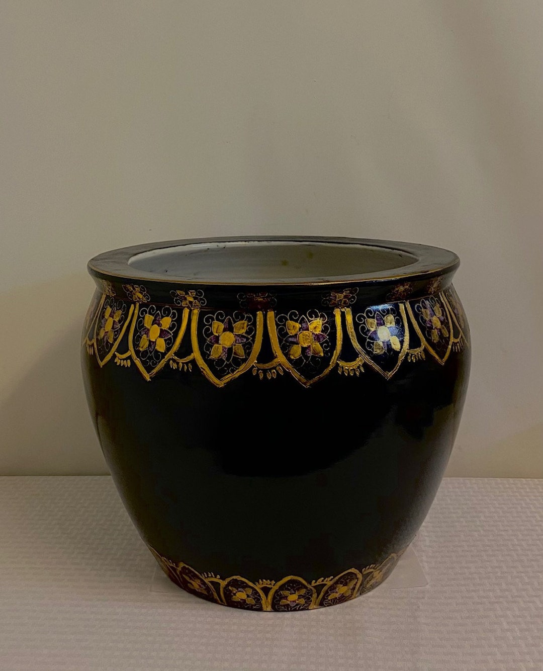 16"d Black Ceramic Big Urn or Vat - Etsy