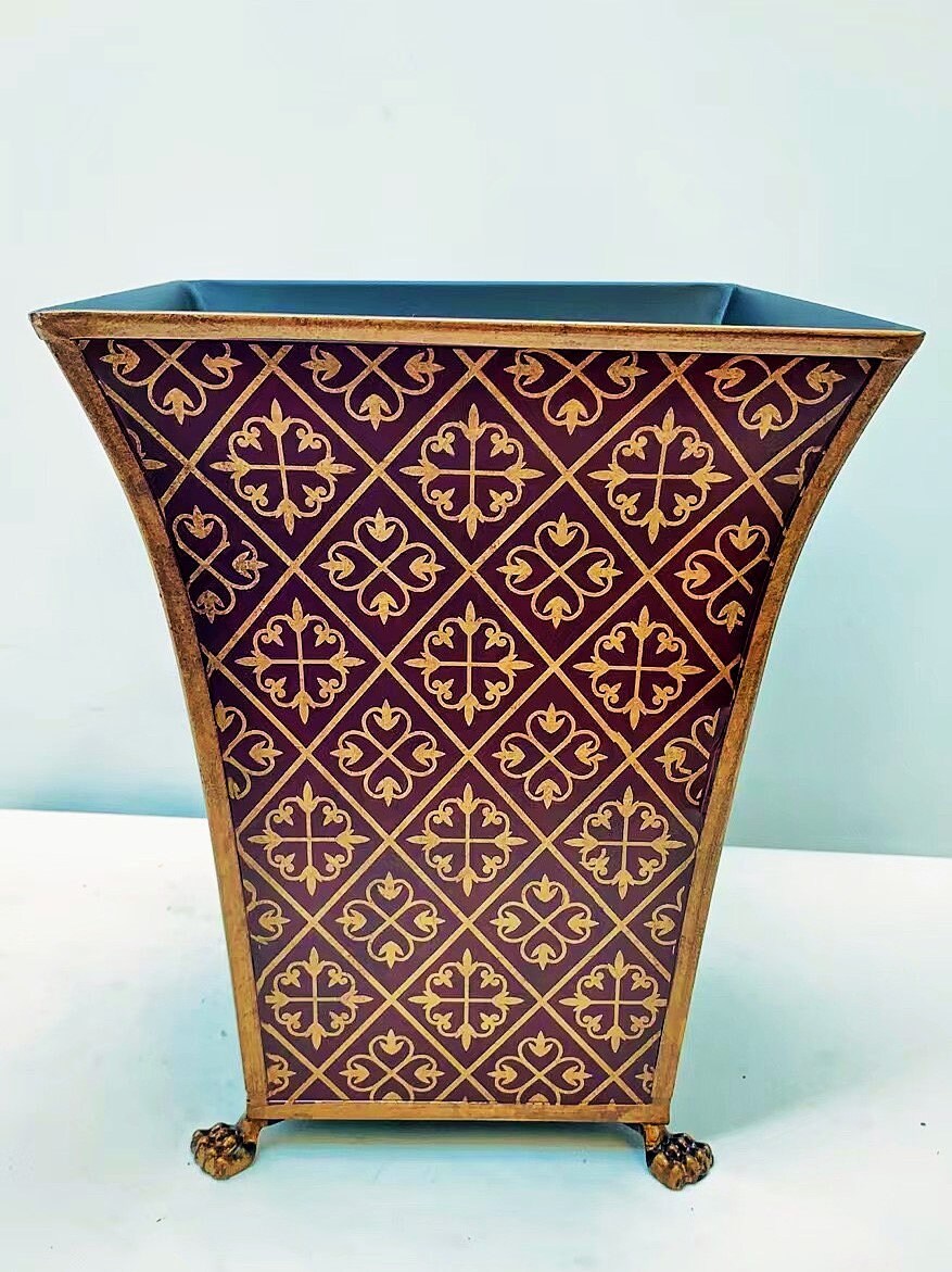 12”H Large Hand-painted Red Tole Bin & Orchid Planter - Etsy