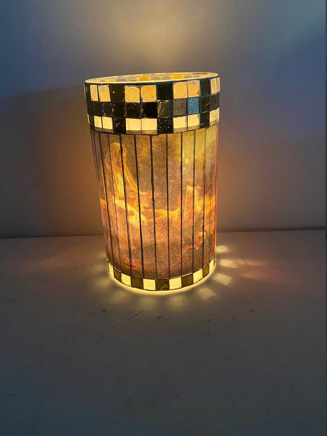 Handcrafted Glass Mosaic Decor Candle Holder Biblical 8” Tall Jesus ...