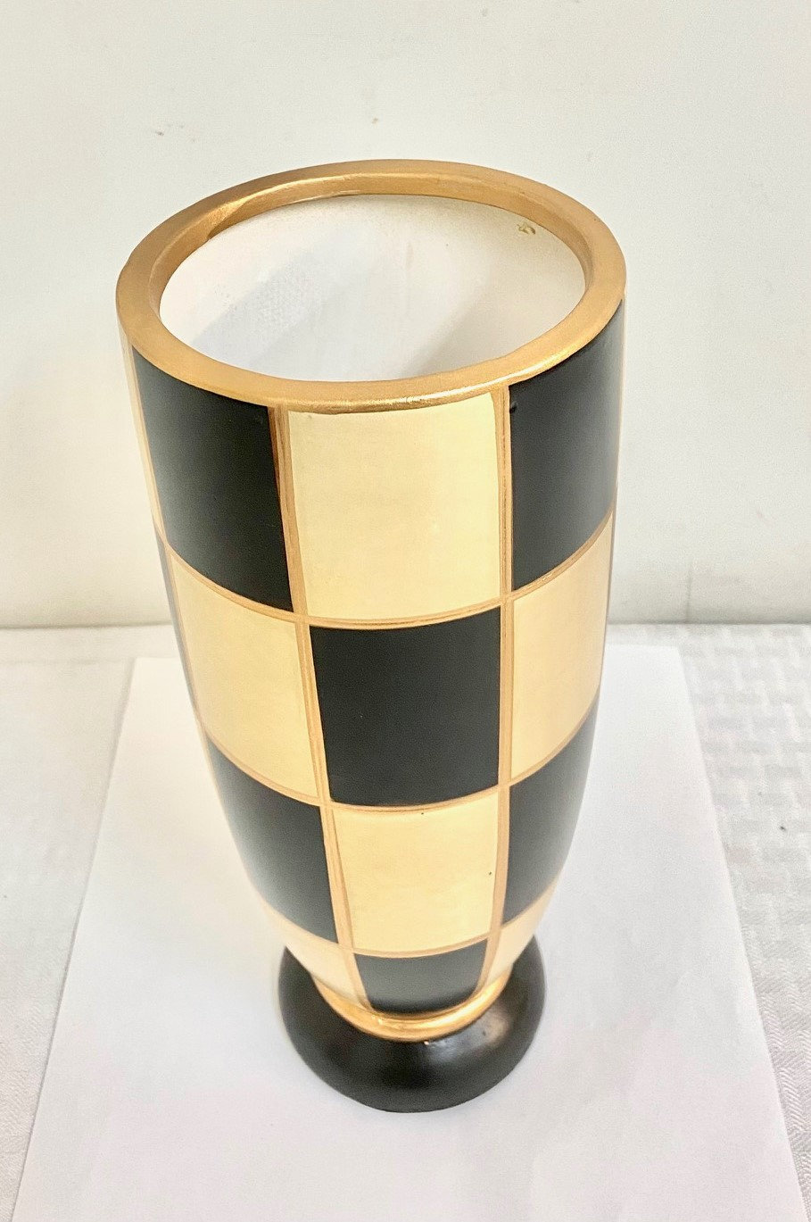 10"h Black and White Harlequin Ceramic Vase - Etsy