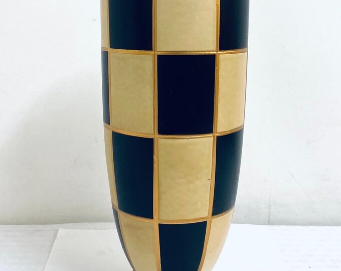 10"h Black and White Harlequin Ceramic Vase - Etsy