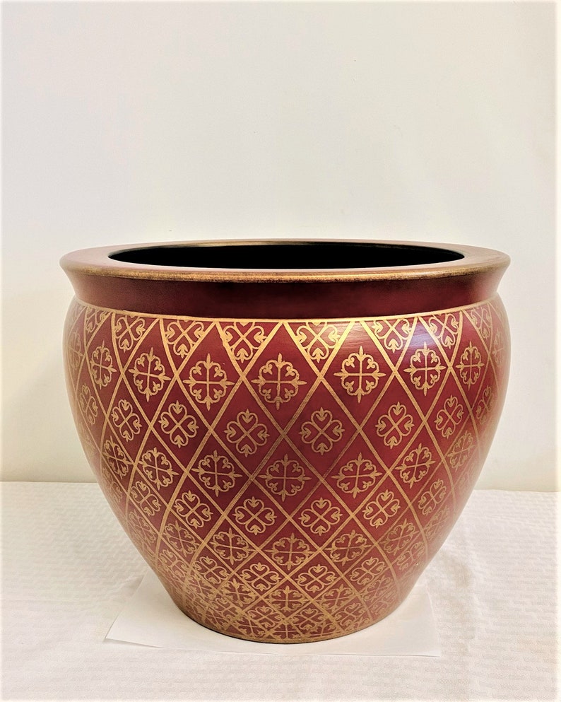 16"d Burgundy Color Ceramic Urn or Vat - Etsy