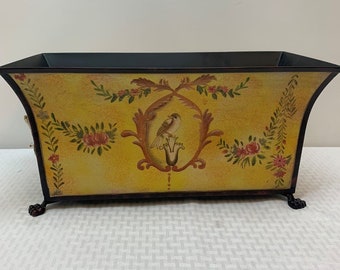 16 Hand-painted Large Light Yellow Tole Bin & Orchid Planter - Etsy