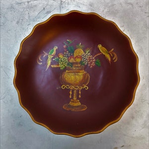 10"d Hand-painted Dark Red Ceramic Plate for Decoration - Etsy